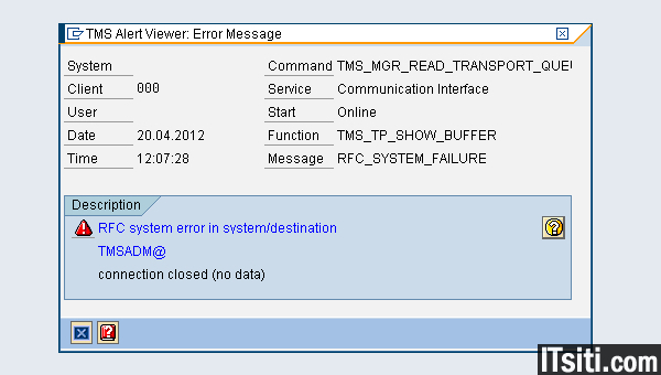 STMS: connection closed (no data)